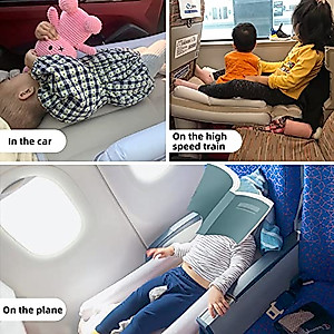 Fonkoufi Inflatable Toddler Travel Bed，Kids Travel Bed- Portable Baby Bed, Airplane Travel Essentials Kids，Toddler Air Mattress Suit for Economy Seats, Train, Car