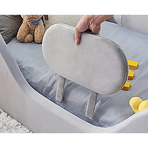 Moogeer Toddler Bed Frame with Removable Safety Rails, Fits Full Size Crib Mattress, Certified Fabric Kids Bed (Gray)
