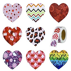 500 Pieces Valentines Day Heart Roll Stickers Labels Love Decorations for Father's Day Mother's Day Decor Wedding Party Favor Engagement Proposal Anniversary Birthday Christmas