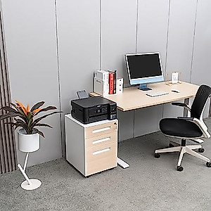 Steel Lateral Filing Cabinet with Lock, File Cabinet for Office Home Metal Storage File Cabinet 3 Drawer Under Desk Metal Organizer (Cherry+White)