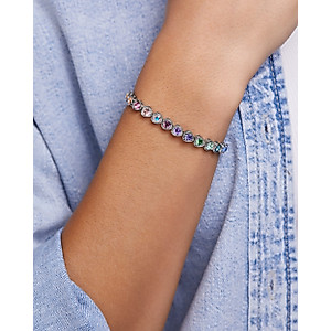 INSPIRED VOICES Easy Slider Adjustable Bracelets - Lariat Tennis Bracelets for Women, Rhinestone Bracelets for Women - Blue Bracelet, Pink Bracelet, Purple Bracelet & More (Heart - Multicolor)