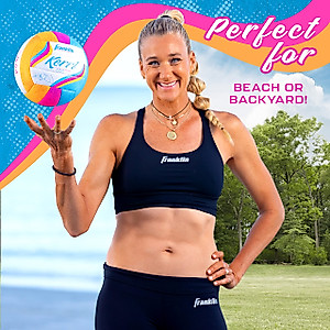 Franklin Sports Kerri Walsh Beach + Outdoor Volleyball - Official Size + Weight - Soft Cover Volleyball for Kids + Adults - with Pump + Needle Included