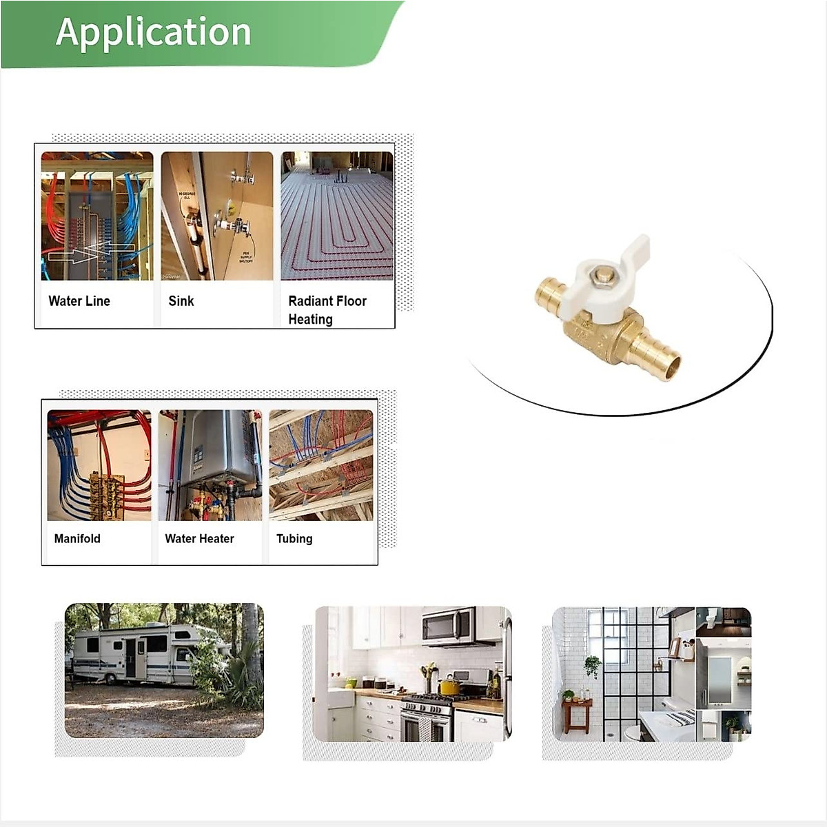 1/2-in Brass Pex Ball Valve, 1/4 Turn Pex Shut Off Valve with White T-handle,1/2" Mini Brass Pex Barb Valve for Pex Tubing for Hot or Cold Water- (2-Pack)