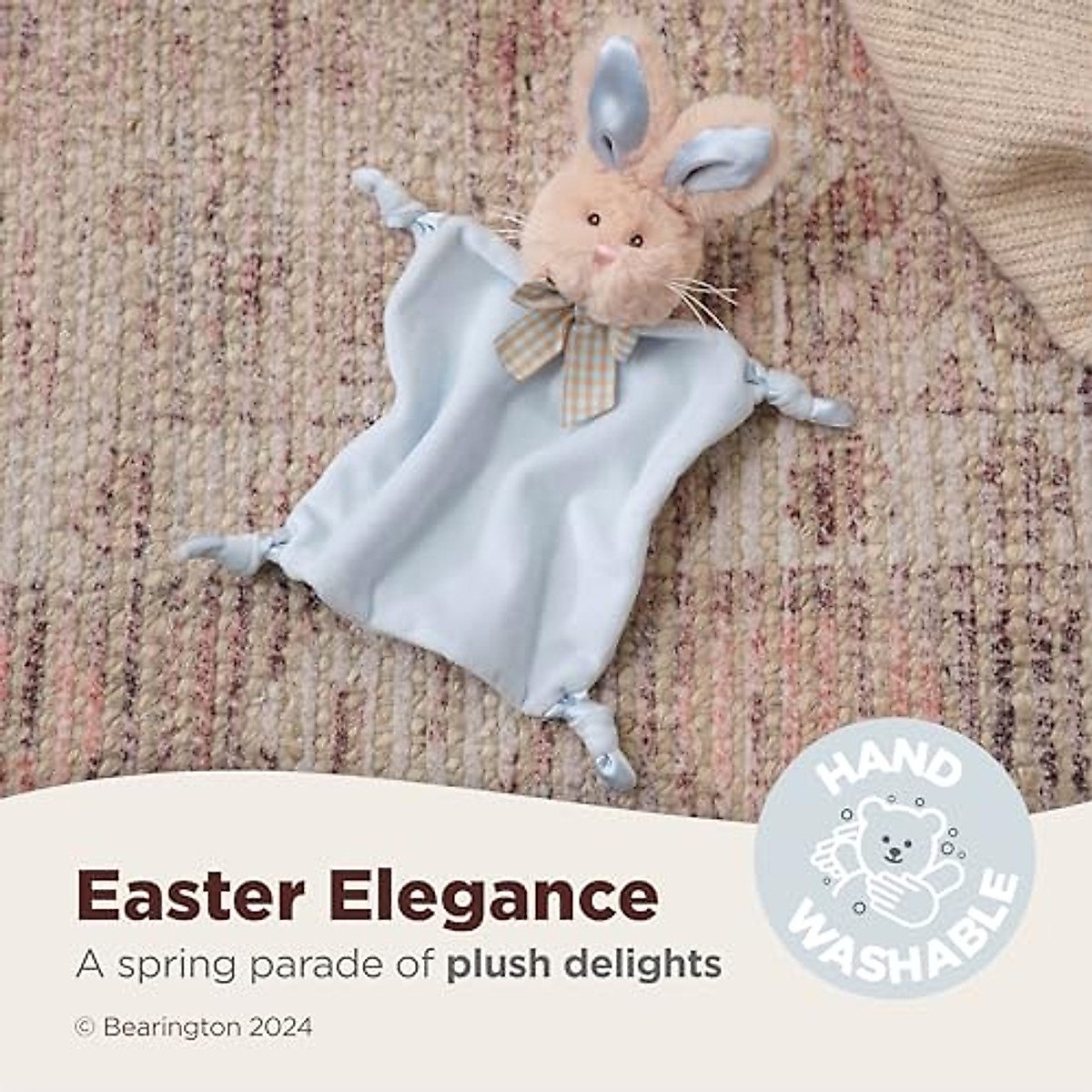 Bearington Baby Wee Waggles, 8 x 7 Inch Small Bunny Tail Stuffed Animal Baby Boy Lovey, Baby Security Blanket