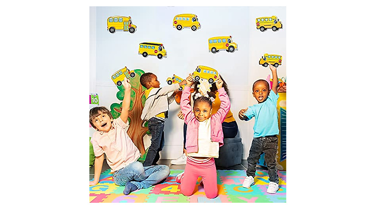 Colorful School Bus Cut-Outs for Classroom & Events | 45 Pieces
