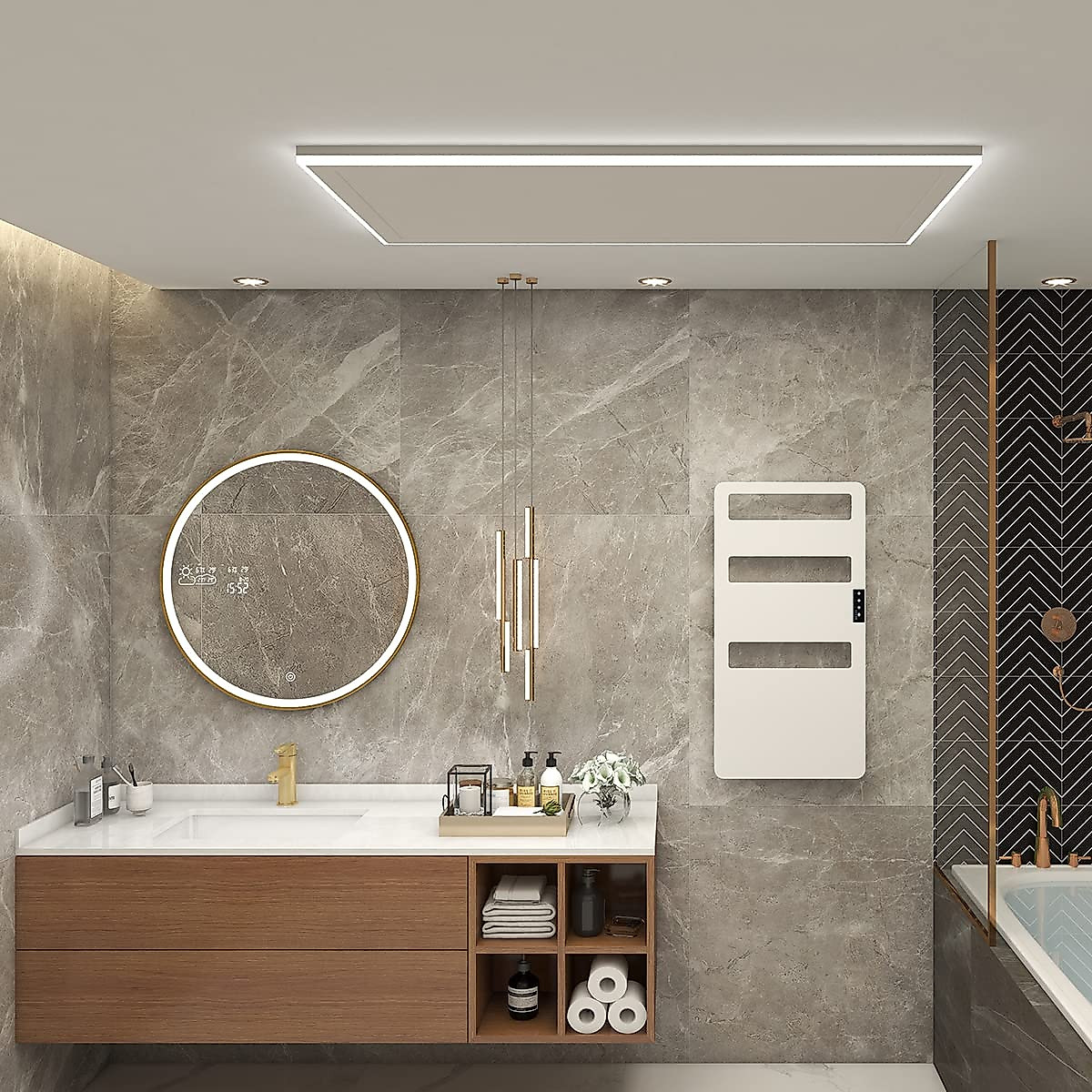 Evokor Towel Warmer with Timer for Bathroom, Heated Towel Rack Wall Mounted, Electric Towel Warmers, Bath Towel Heater, Bath Towel Dryer, Hardwired or Plug-in - 35.4 x18 inch