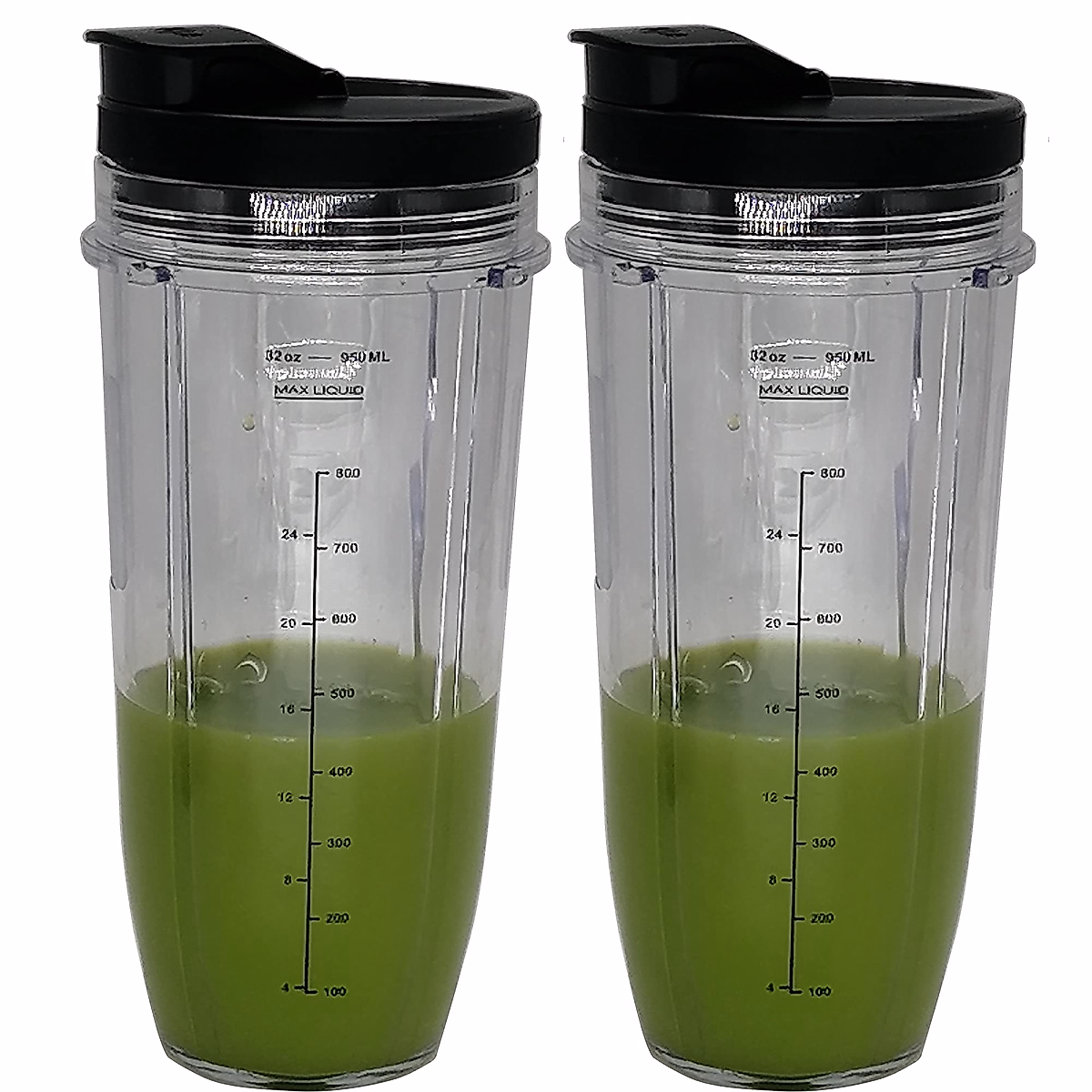 2 Packs Replacement 32OZ Cups With Spout Lids,950ML(32oz) Measuring Scale Cup Mug, FIT FOR ALL Nutri Ninja Pro and Nutri Ninja Auto IQ Series Blenders (2, 27)