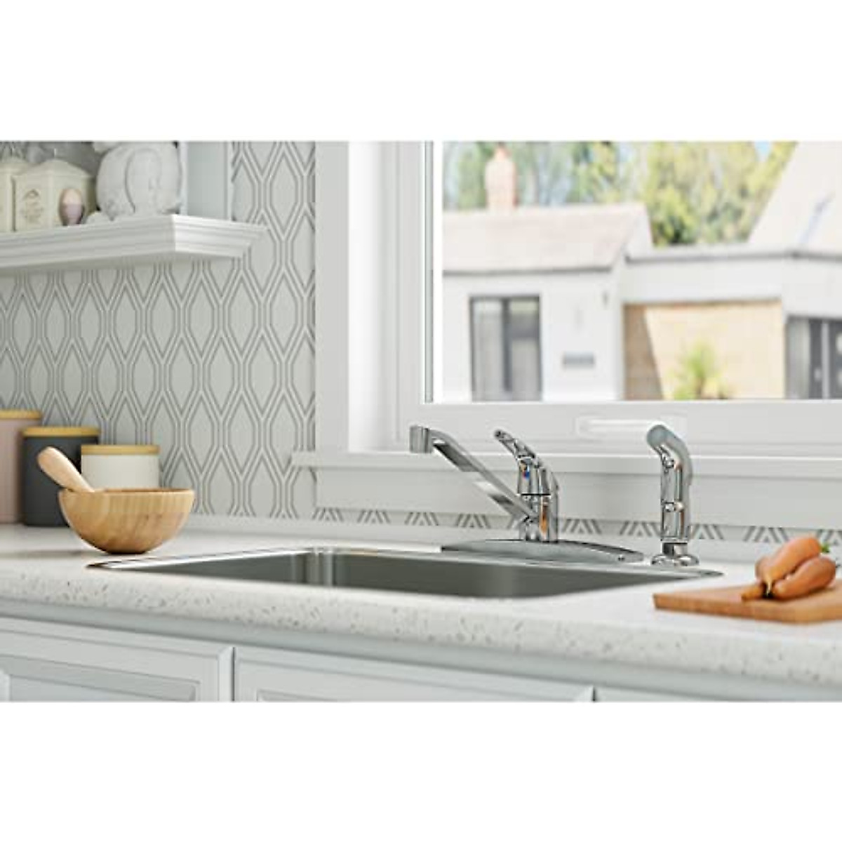 Pfister Pfirst Series 1-Handle Kitchen Faucet with Side Spray, Polished Chrome