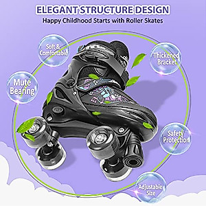 Hikole Roller Skates for Girls and Boys,4 Size Adjustable Kids Roller Skates with 8 Light Up Wheels,Toddler Skates for Outdoor & Indoor