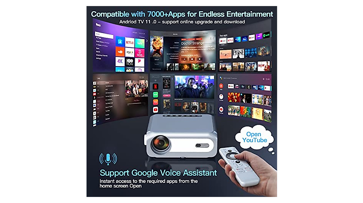 Smart WiFi Bluetooth 4K Projector - Portable Home & Outdoor Theater