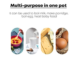 FARCADY 0.6qt Mini Enamel Milk Pot Insulated Wooden Handle 2 Pour Spouts Small Food Warmer Cute Saucepan(D015,White)