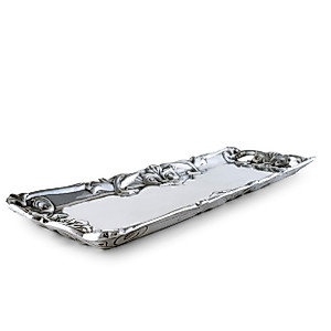 Arthur Court Designs Aluminum Fleur-De-Lis Oblong Tray Food Serving 17 inch x 6 inch