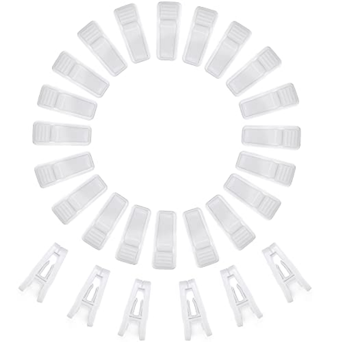 HOUSE DAY White Plastic Finger Clips for Hangers, 20 Pack Pants Hanger Clips, Strong Pinch Grip Clips for Use with Slim-line Clothes Hangers, Clips for Velvet Hangers