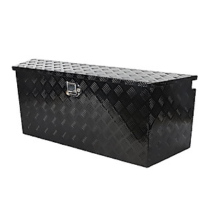 Minseter 49 Inch Aluminum 5 Bar Pickup Truck Trailer Tongue Storage Tool Box Organizer, Waterproof Truck Bed Toolbox with Lock & Keys, Black