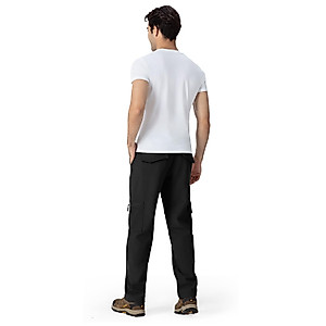 BASUDAM Men's Cargo Work Pants Snow Waterproof Softshell Winter Fleece Lined Insulated Outdoor Mountain with 6 Pockets Black 32