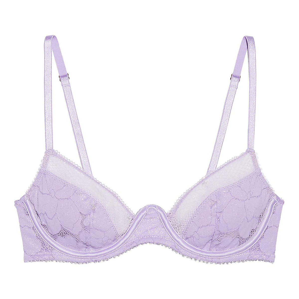Savage X Fenty, Women's, Missy Floral Glow Unlined Lace Bra, Purple Stone Lavender, 36C