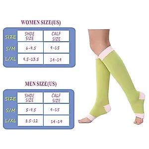 SHUTELI Toeless Open Toe Compression Socks Compression Stockings 4 Pairs for Women Men Circulation (4Color, Small-Medium)
