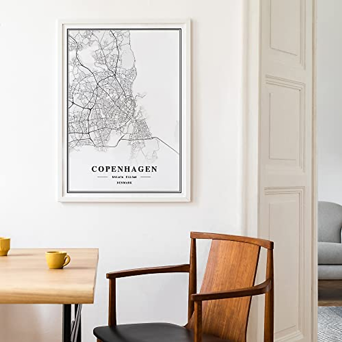 Dear Mapper Copenhagen Denmark View Abstract Road Modern Map Art Minimalist Painting Black and White Canvas Line Art Print Poster Art Print Poster Home Decor (Set of 3 Unframed) (16x20inch)