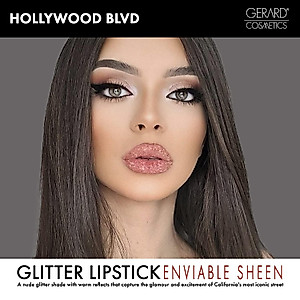 Gerard Cosmetics Glitter Lipstick (Hollywood Blvd) | Nude Pink Lipstick with Sparkling Metallic Glitter | Long Lasting, Smooth Formula | Highly Pigmented Opaque Color | Cruelty Free & Made in USA