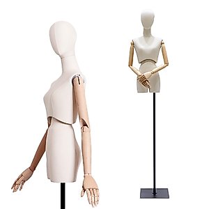 CDDUOLA Female Mannequin Dress Form Torso with Rotatable Waist and Head, Mechanical Upper Body Model Torso Display, 47-83 Inch Height Adjustable for Dress and Jewelry Display