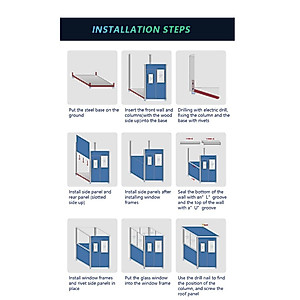 Portable Security Guard Cabin, Outdoor Modern Security Booth with Alarm Light