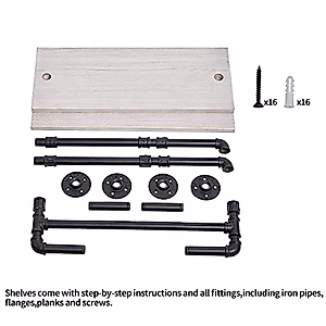ROGMARS Industrial Pipe Shelving Bathroom Pipe Shelves with Towel Bar,2 Tier 24 inch Retro White Rustic Farmhouse Pipe Industrial Wall Shelves Bathroom Shelves Over Toilet for Storage