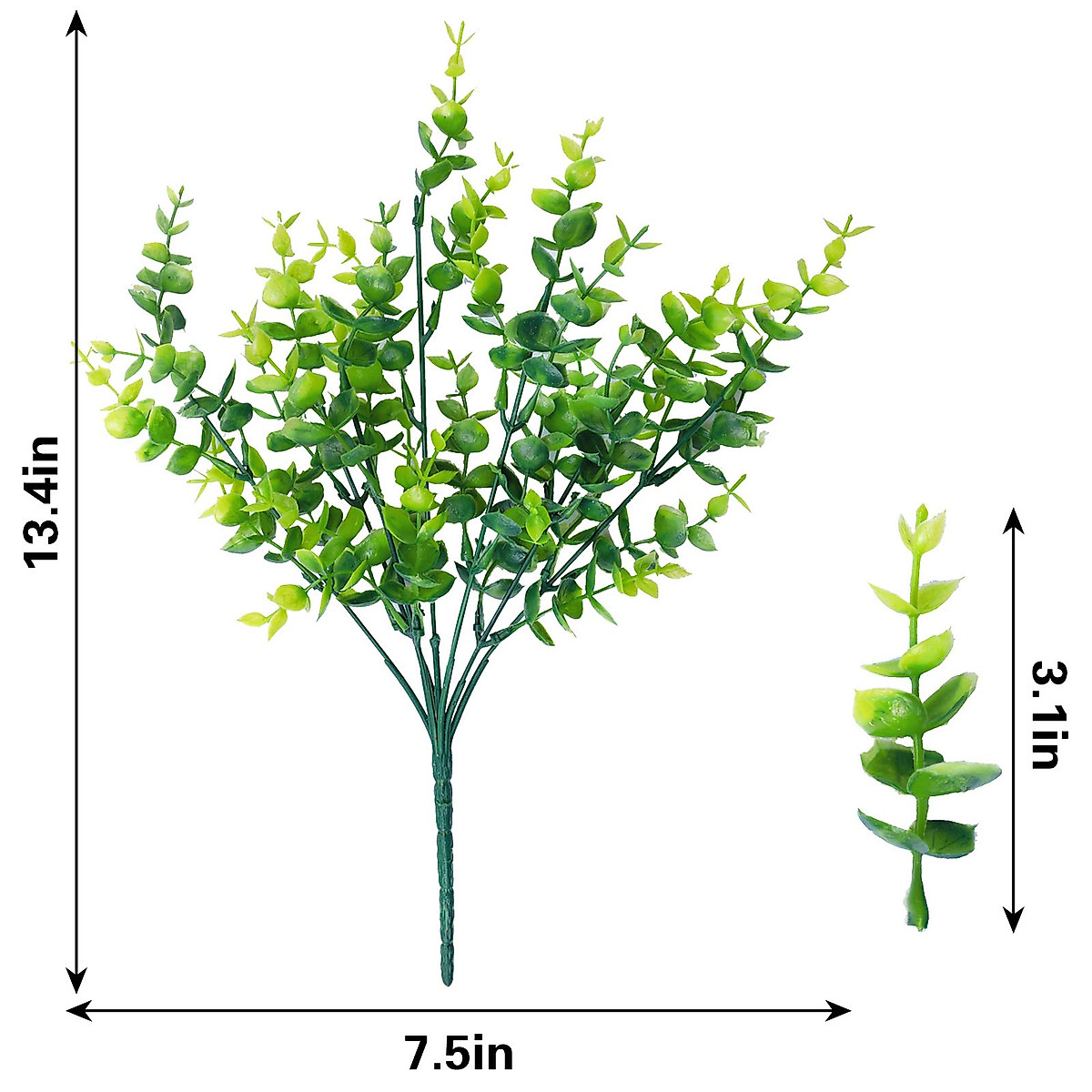 COCOBOO 8pcs Artificial Boxwood Stems for Artificial Flowers Outdoors Decor, Unfading in The Sun Plastic Plant, Fake Foliage Shrubs Greenery for Home Farmhouse Garden Wedding Indoor Outside Decoration