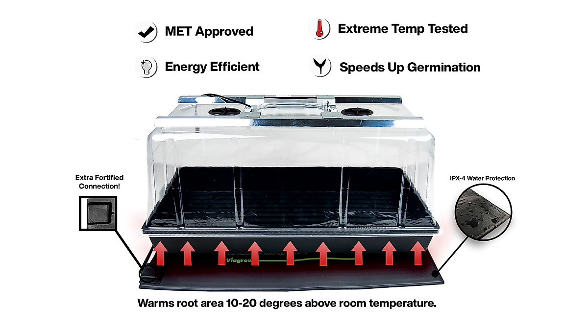 Viagrow Seedling Station Kit with LED Grow Light, Propagation Dome 4X ...
