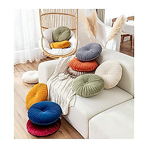 Baiyuruodie Round Throw Pillow, Velvet Material, for Sofa Living Room Decoration (38cm, Green)