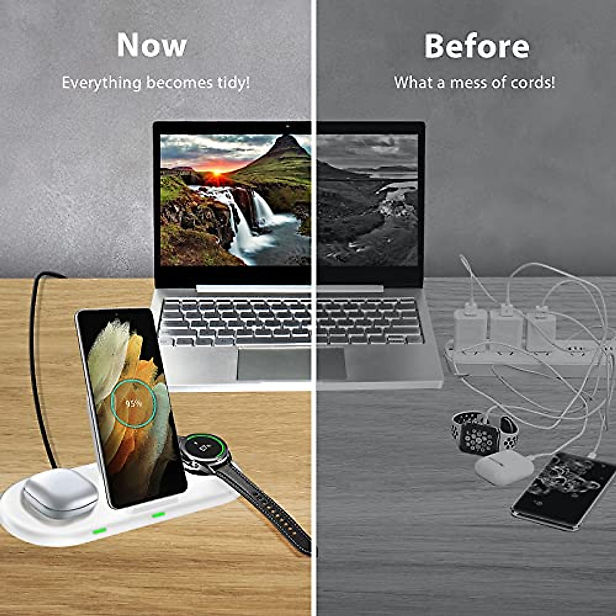 Wireless Charging Station for Samsung Galaxy S23/S23+, Samsung Wireless Charger for Galaxy S22/S22 Ultra/Z Fold 4/Z Flip 4/S21/S20, Galaxy Watch Charger for Galaxy Watch 5 Pro 4 3, Galaxy Buds Pro 2