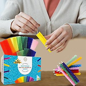 The Dreidel Company Make Your Own Hanukkah Beeswax Candles, Complete DIY Chanuka Candles Starter Kit (DIY 48 Candles)