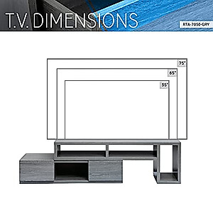 Adjustable TV Stand for 75 Inch TV, Modern TV Stand for Living Room with Storage, Expandable Base Entertainment Center Fits Screens up to 75" When TV is Measured Diagonally, Grey