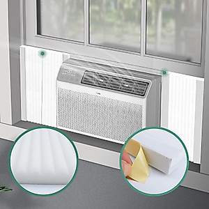 ZENGSHI LIFE MUSEUM Window Air Conditioner,Side Insulated Foam Panel, Summer/Winter Heat and Draft Insulating,Two-Piece Panels Window Seal,with 4 Pressure Strips (White) (White)
