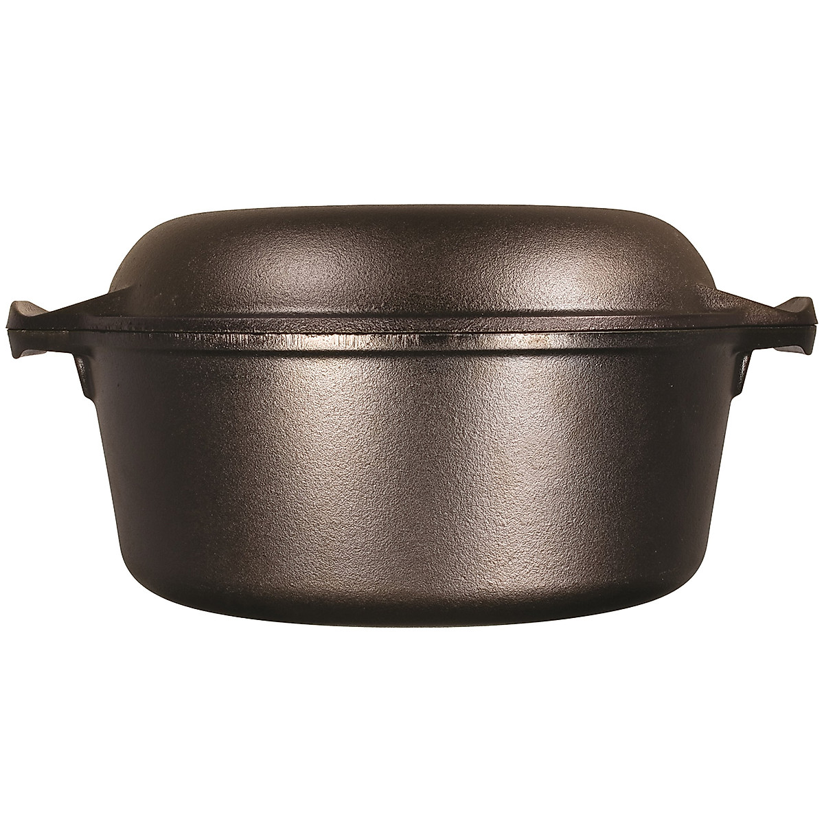 Lodge L8DD3 Cast Iron Double Dutch Oven, 5-Quart & Manufacturing Company GL10 Tempered Glass Lid, 10.25", Clear