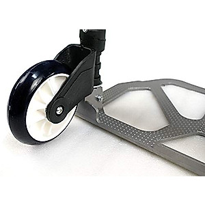 Y&Y Decor Compact Portable Folding Hand Truck Aluminium Luggage Trolley Cart and Dolly with Black Elasticized Cord, Telescoping Handle, PVC Wheels for Travel Office Auto Moving (Black)