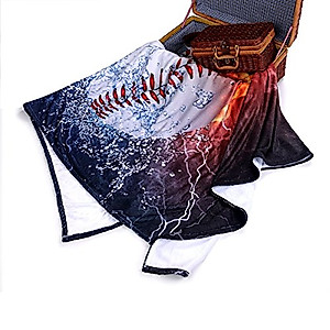 Super Soft Velvet Plush Throw Blanket Custom Design Cozy Fleece Blanket (Large) Perfect for Couch Sofa or Bed Beautiful 3D Baseball Printed