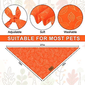 JarThenaAMCS 2Pcs Fall Reversible Dog Bandana Pumpkin Polka Dot Autumn Leaves Gingham Triangle Pet Scarf Orange Adjustable Pet Neckerchief Dog Bibs for Dog Cat Costume Accessories