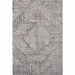 nuLOOM Heidi Modern Hand Tufted Wool Area Rug, 8x10, Charcoal