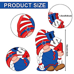 3 Pieces Patriotic Table Decorations American Gnome Wooden Signs Wood Freestanding Table Centerpieces for American Independence Day Memorial Day Veteran Day Party Decor (Classic Style)