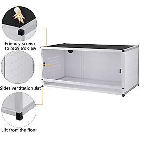 PVC Reptile Enclosure 48 * 24 * 24" Space Efficient Large Reptile Terrarium Habitat 120 Gallon for Bearded Dragon Gecko Lizard Snake, Wide Vivarium with Sliding Doors Lock (2pcs-White Panels)