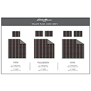 Eddie Bauer - Queen Comforter Set, Reversible Plaid Bedding with Matching Shams, Home Decor for Colder Months (Willow Dark Grey, Queen)