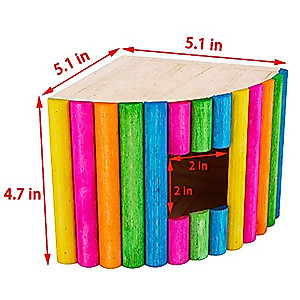 Hamster Wooden House Chewable Hideout Hut Resting Place (Size: 5.1 x 5.1 x 4.7 inch)