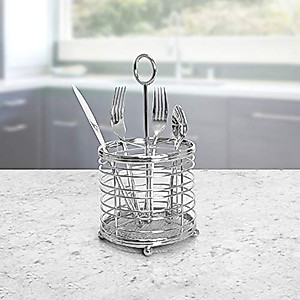 Spectrum Diversified Contempo Caddy Cutlery, Modern Dining Table Décor & Kitchen Organization, Silverware Holder with Handle, Chrome