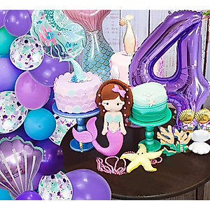 Beauty Fish Birthday Decoration, Balloon Tail Shell Foil Latex Balloons Set, Ocean Themed Beauty Fish for Girls 4th Birthday(21Pcs)