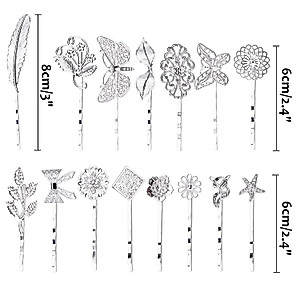 inSowni 30 Pack/15 Pairs Silver Retro Vintage Metal Bobby Pins Hair Clips Barrettes Accessories Leaf Bow Flower Butterfly for Women Girls