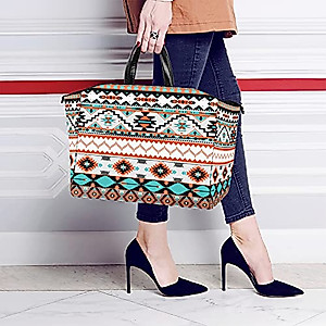 Aztec Print Diaper Bag Tote with Stroller Straps, Ethnic Chevron Large Capacity Baby Stroller Organizer Bag, Multi-Function Nappy Bag Travel Handbag