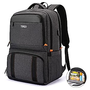 Lunch Backpack, Insulated Cooler Backpack Lunch Box for Men Women, 15.6 Inches RFID Blocking Laptop Backpack with USB Port, Water Resistant Leak-proof Lunch Bag for Work School Picnics Hiking Black