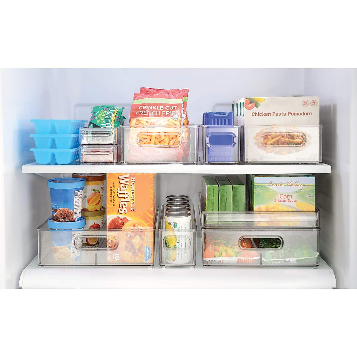 iDesign BPA-Free Plastic Pantry and Kitchen Storage, Freezer and Fridge Organizer Bin with Easy Grip Handles – 14.5" x 8" x 2”, Clear