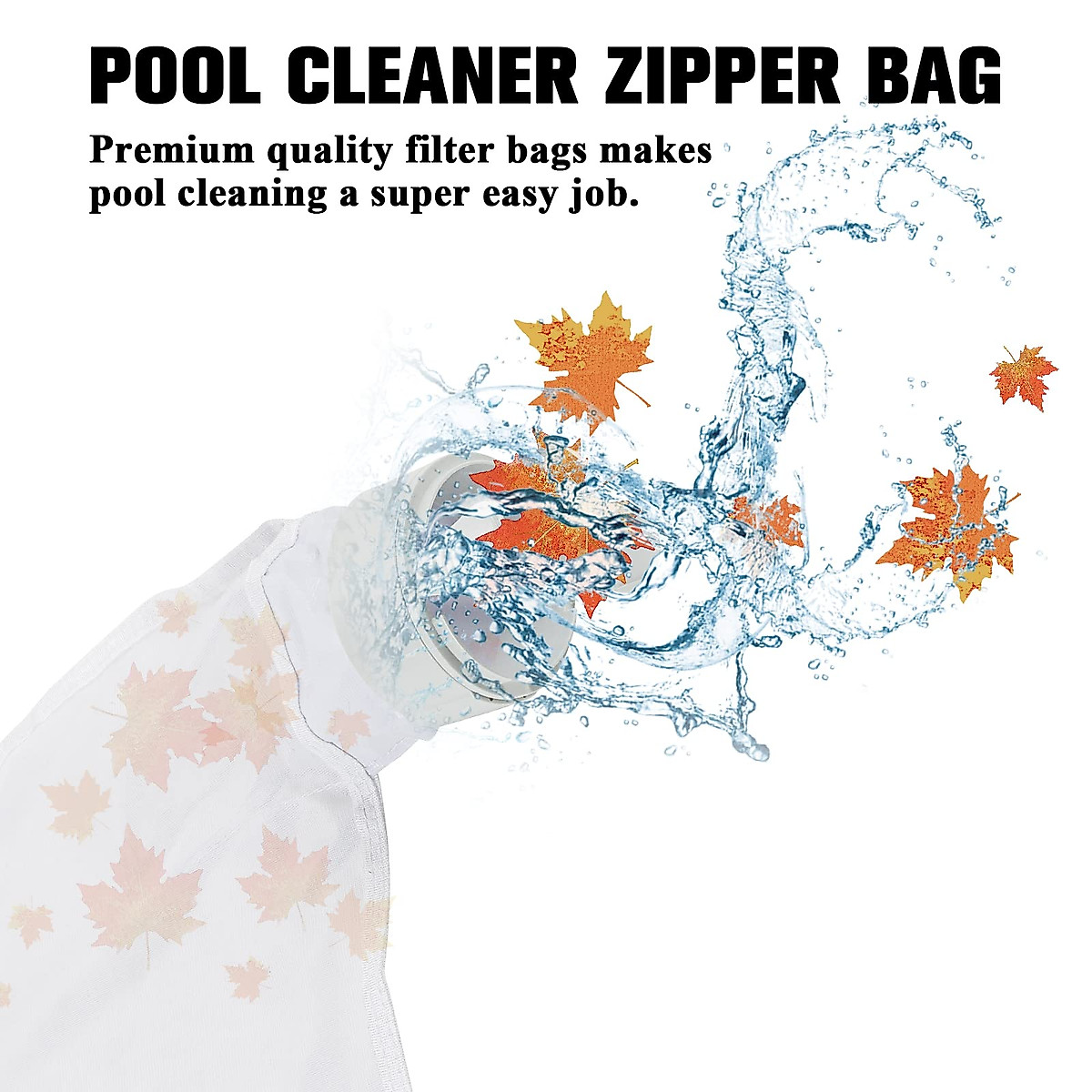 Pool Spa Zippered Bags Replacement for Polaris 280, 480 Pool Cleaner All Purpose Filter Bags K13 K16 (2 Pack)