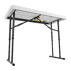 LIFETIME 80160 Commercial Height Adjustable Folding Utility Table, 4 Feet, White Granite